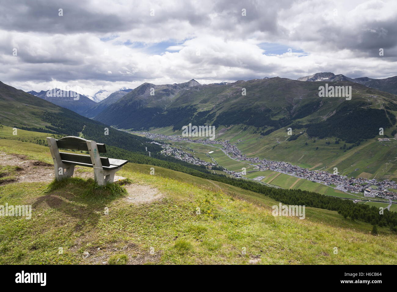 Aerial view of Livigno in Alps mountains, Lombardy, Italy Stock Photo ...