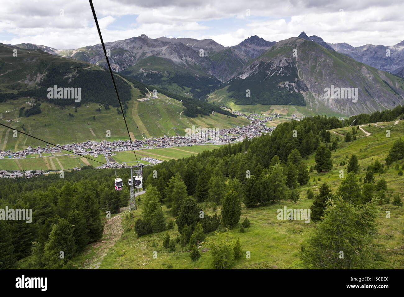 Aerial view of Livigno in Alps mountains, Lombardy, Italy Stock Photo ...