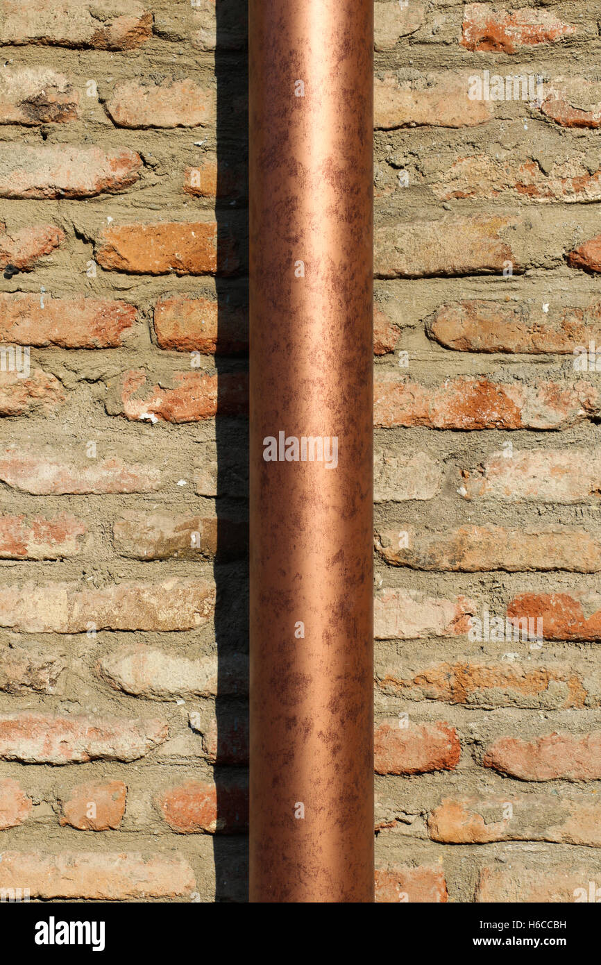 Old grunge brick wall as a background with a pipe Stock Photo - Alamy