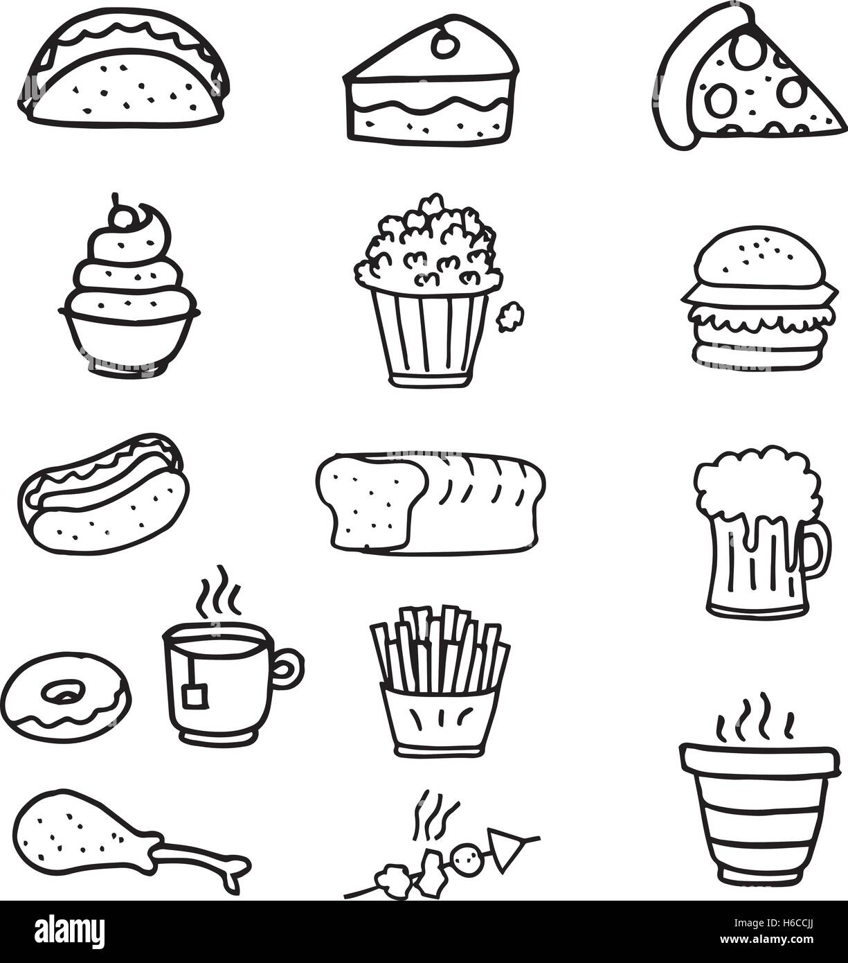Doodle of food object vector art illustration Stock Vector Image & Art ...