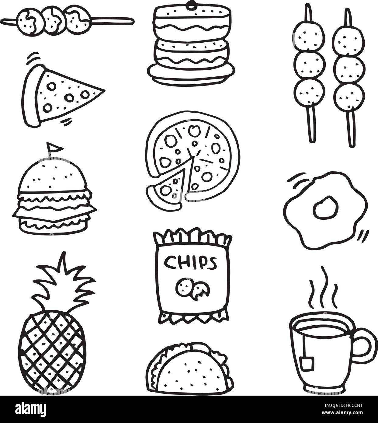 Doodle of food set element stock vector art Stock Vector Image & Art ...