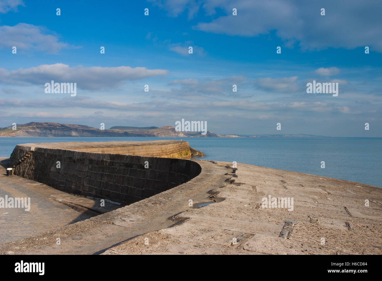 The Cobb harbour wall at Lyme Regis,Dorset .The town lies in Lyme Bay ...