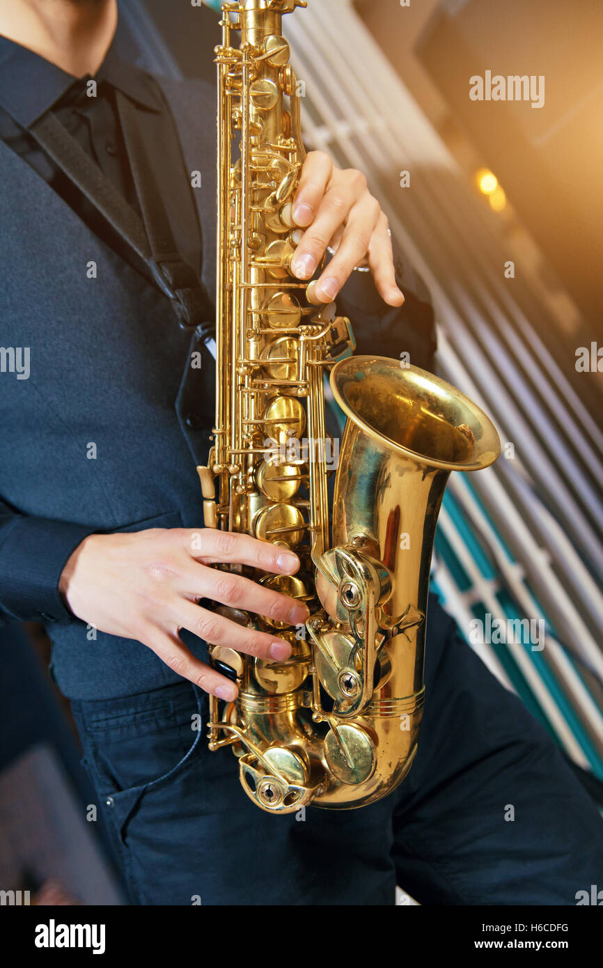 Musical instrument sax close-up Stock Photo - Alamy