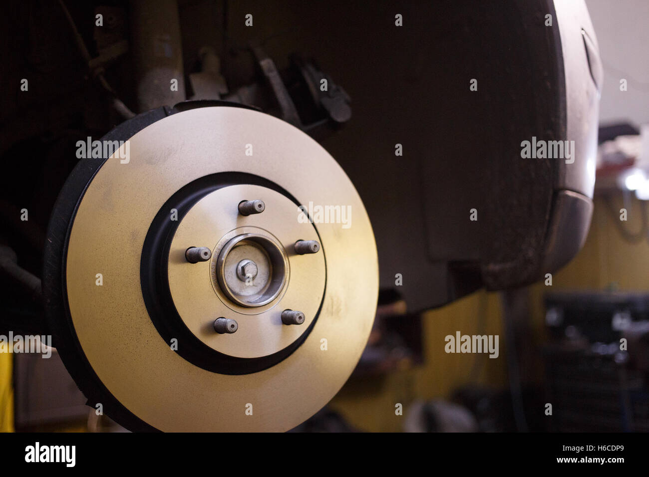 Brake system of automotive by preventive maintenance job Stock Photo ...