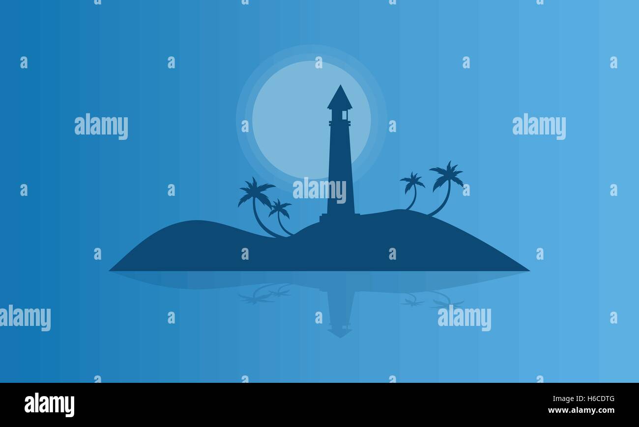 Silhouette of islands at night vector illustration Stock Vector Image ...