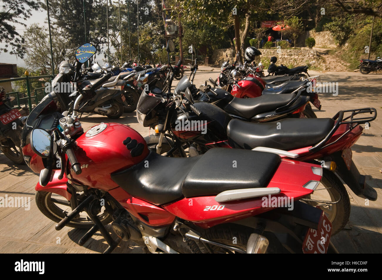 NEPAL, Kathmandu, Swayambhunath Buddhist Temple, collection of motor ...