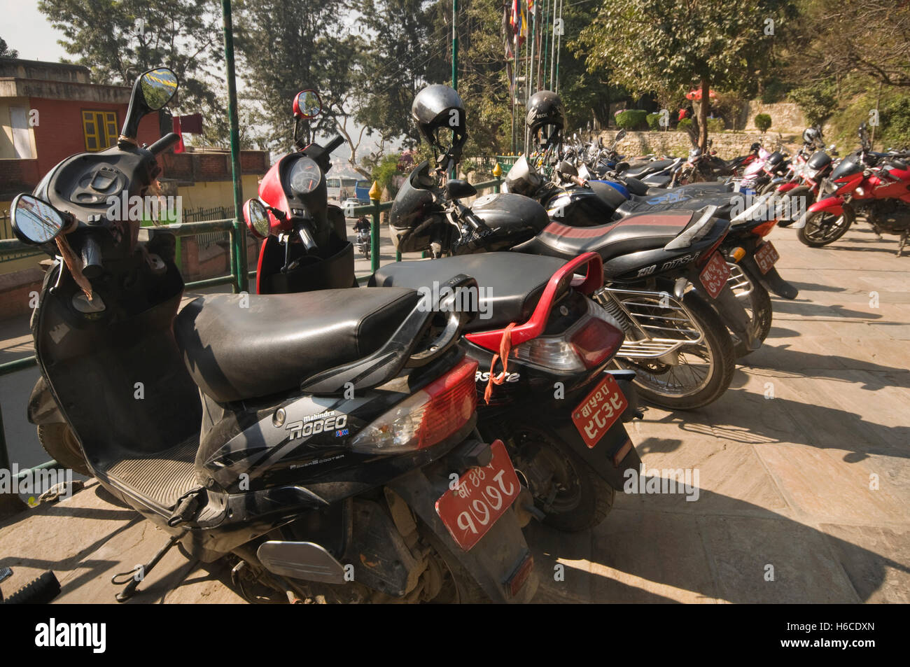 NEPAL, Kathmandu, Swayambhunath Buddhist Temple, collection of motor ...
