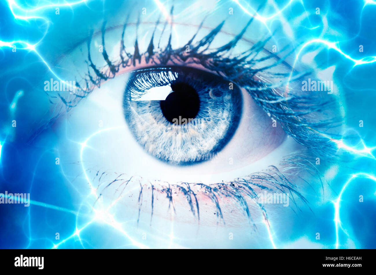 woman eye with lights around it Stock Photo - Alamy