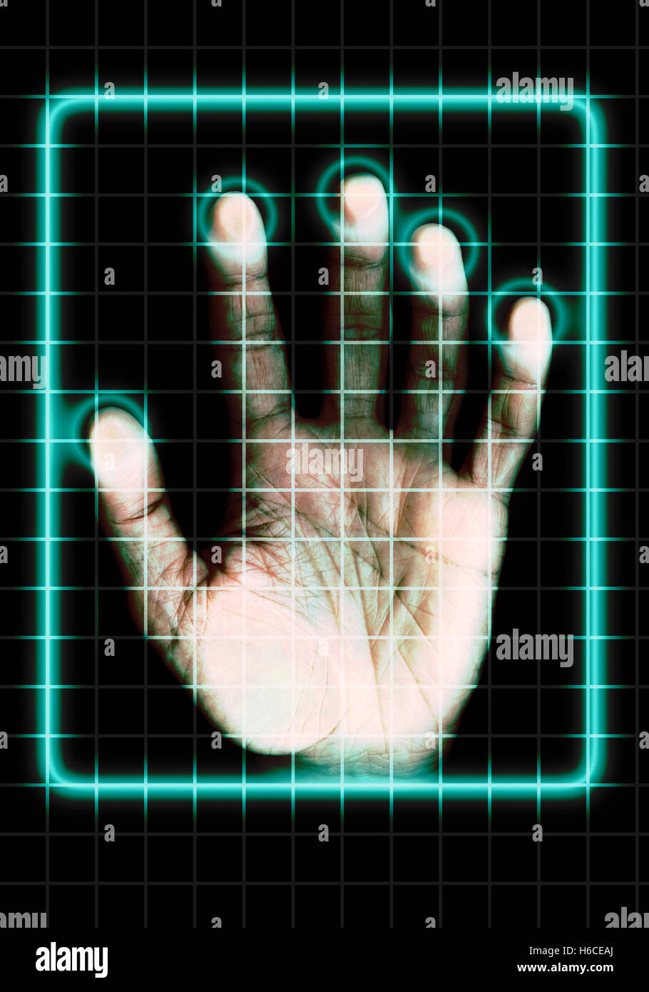 biometric secure hand scanning Stock Photo - Alamy
