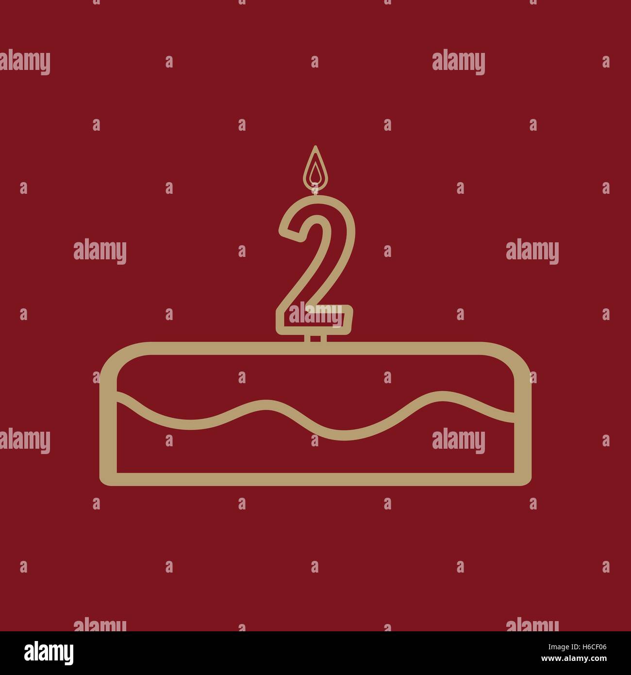 Cake with candles in the form of number 2 icon. birthday symbol. Flat ...