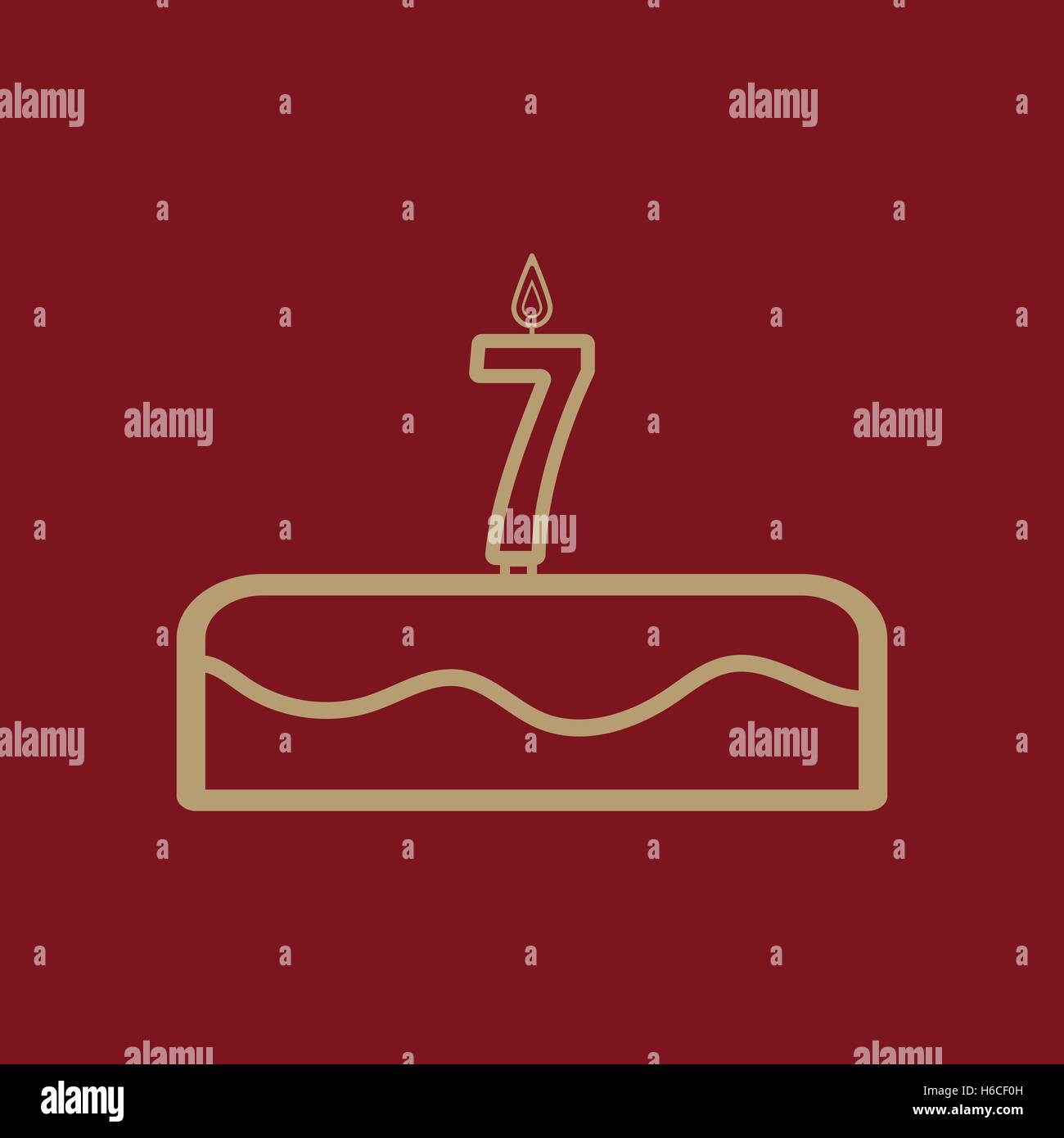 Cake with candles in the form of number 7 icon. birthday symbol. Flat ...