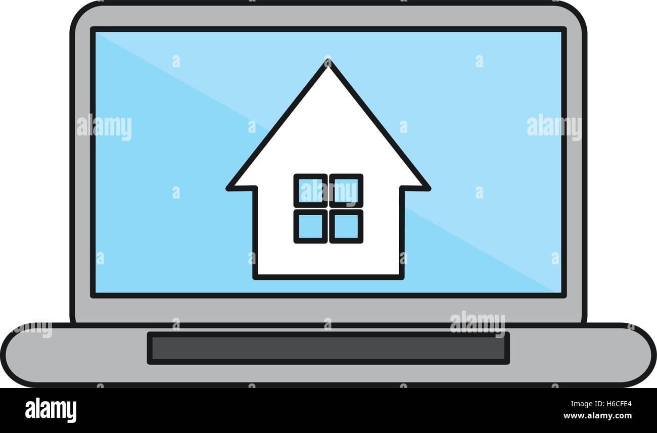 Isolated house inside laptop design Stock Vector Image & Art - Alamy