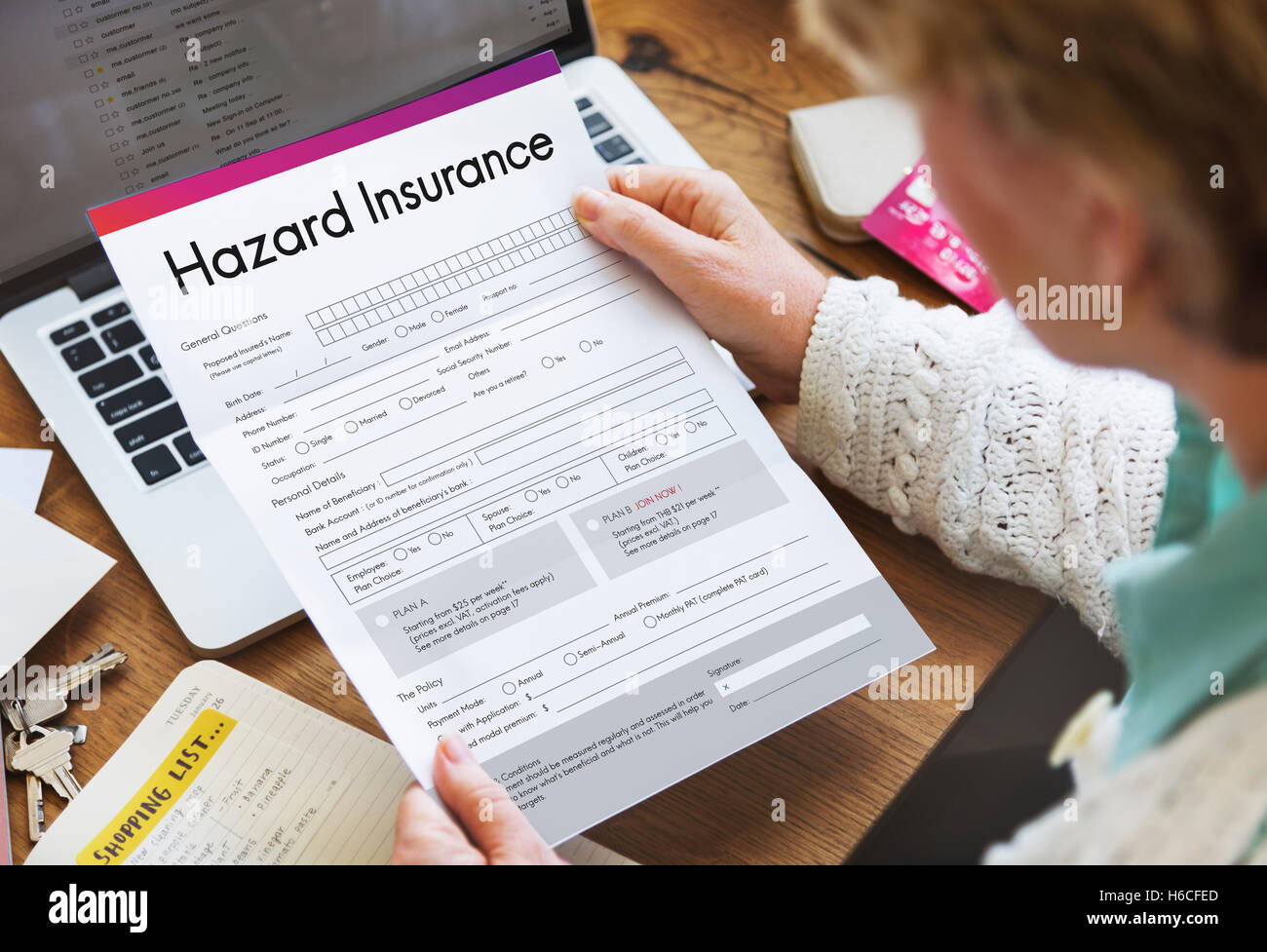 Hazard Insurance Form Compensation Claim Concept Stock Photo - Alamy