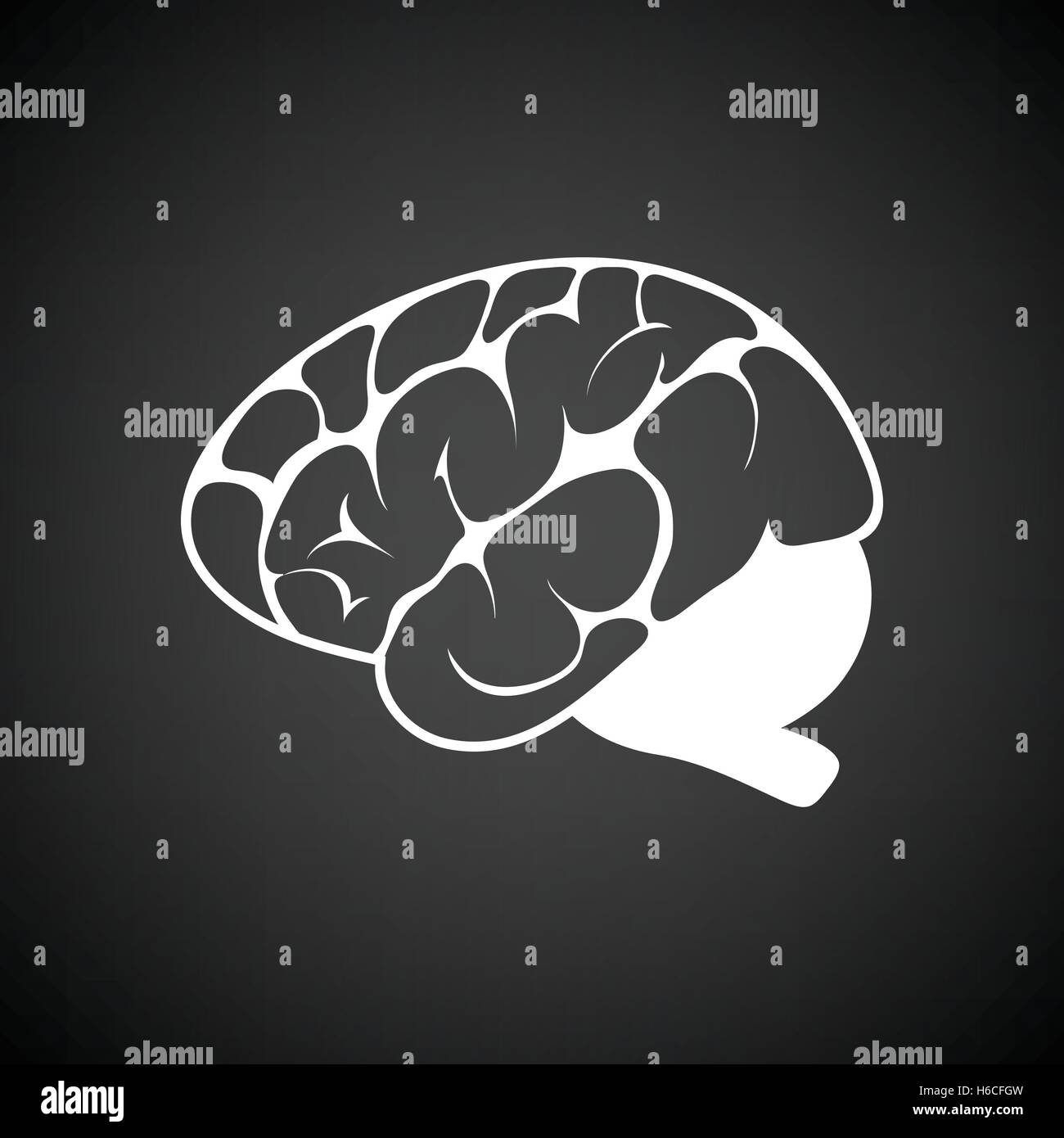 Brain icon. Black background with white. Vector illustration Stock ...