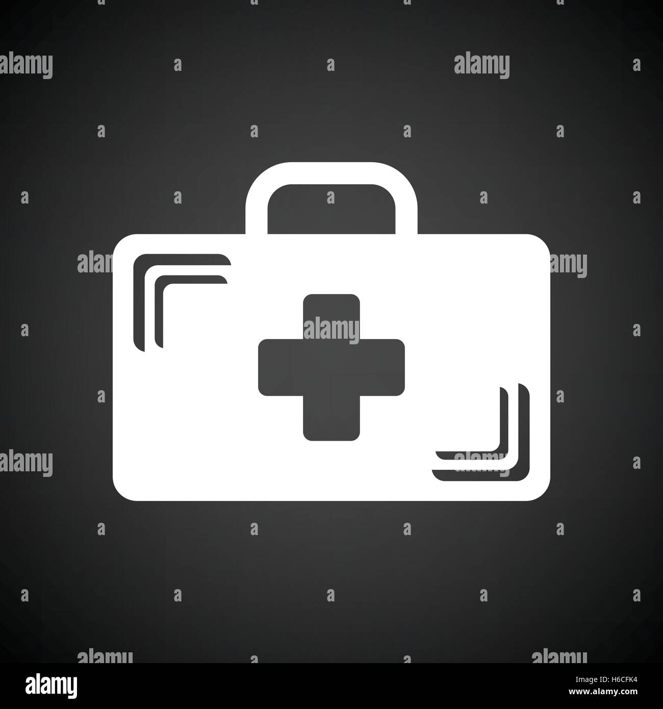 Medical case icon. Black background with white. Vector illustration ...