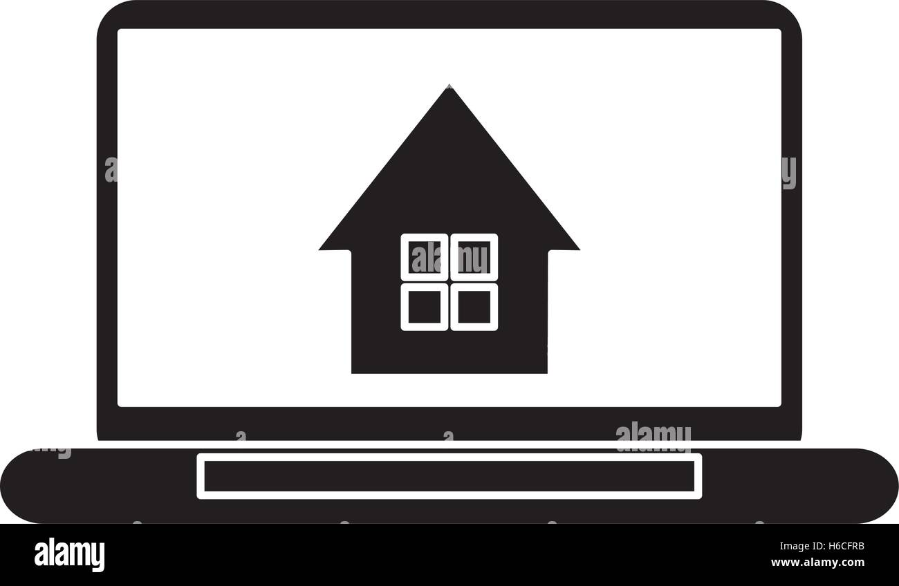 Isolated house inside laptop design Stock Vector Image & Art - Alamy