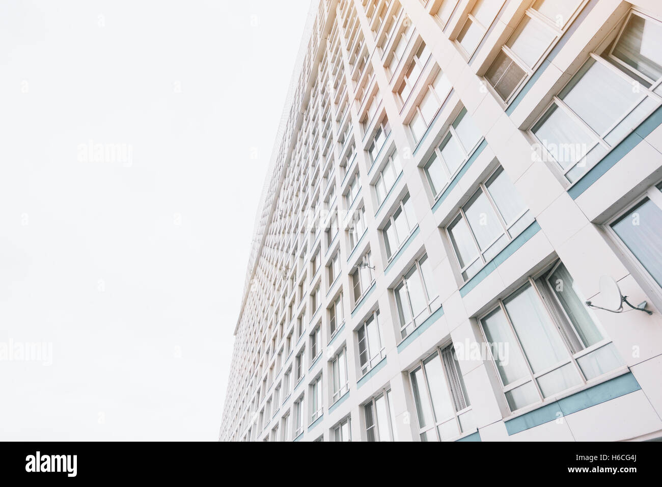 Facade of contemporary residential skyscraper apartment building in ...