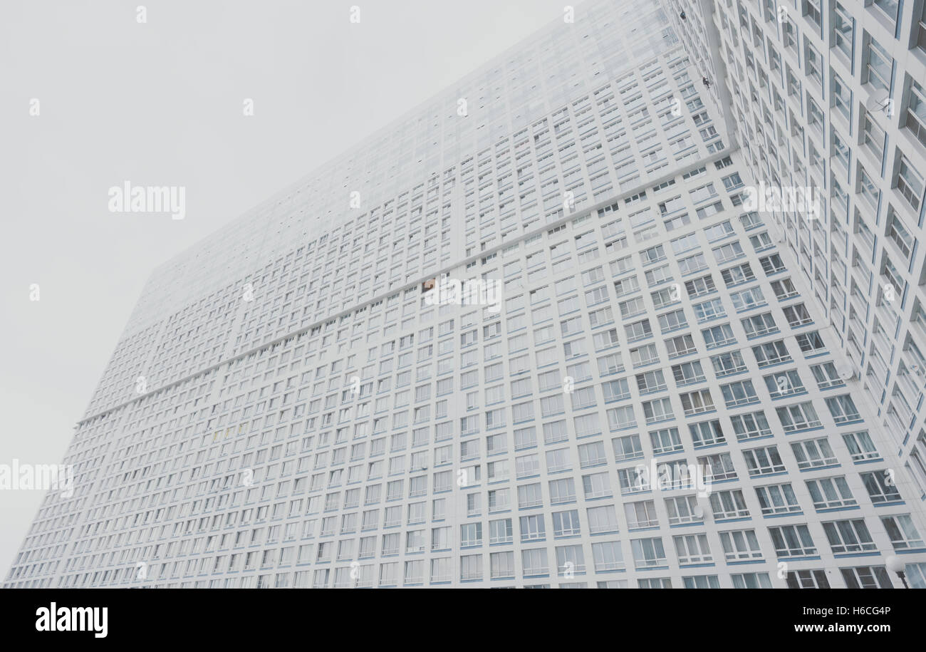 Huge contemporary white and grey residential skyscraper apartment ...