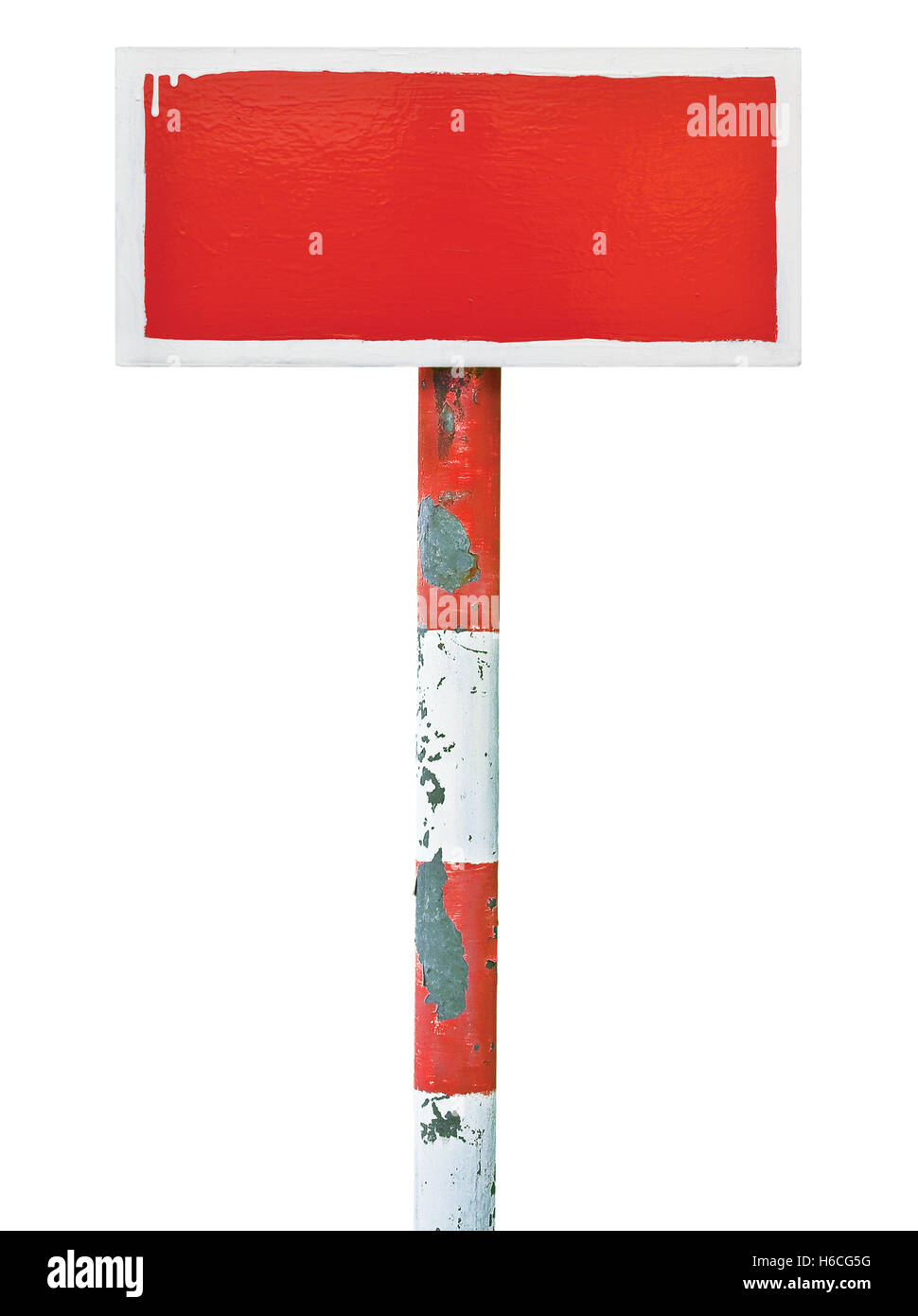 Red hand-painted prohibition warning sign board horizontal metal ...