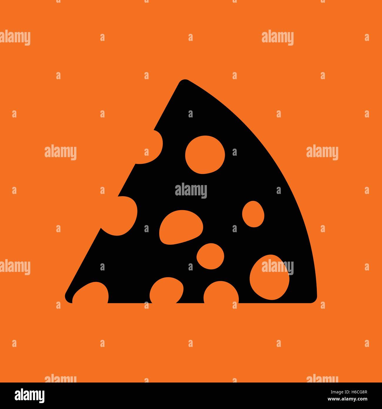 Cheese icon. Orange background with black. Vector illustration Stock ...