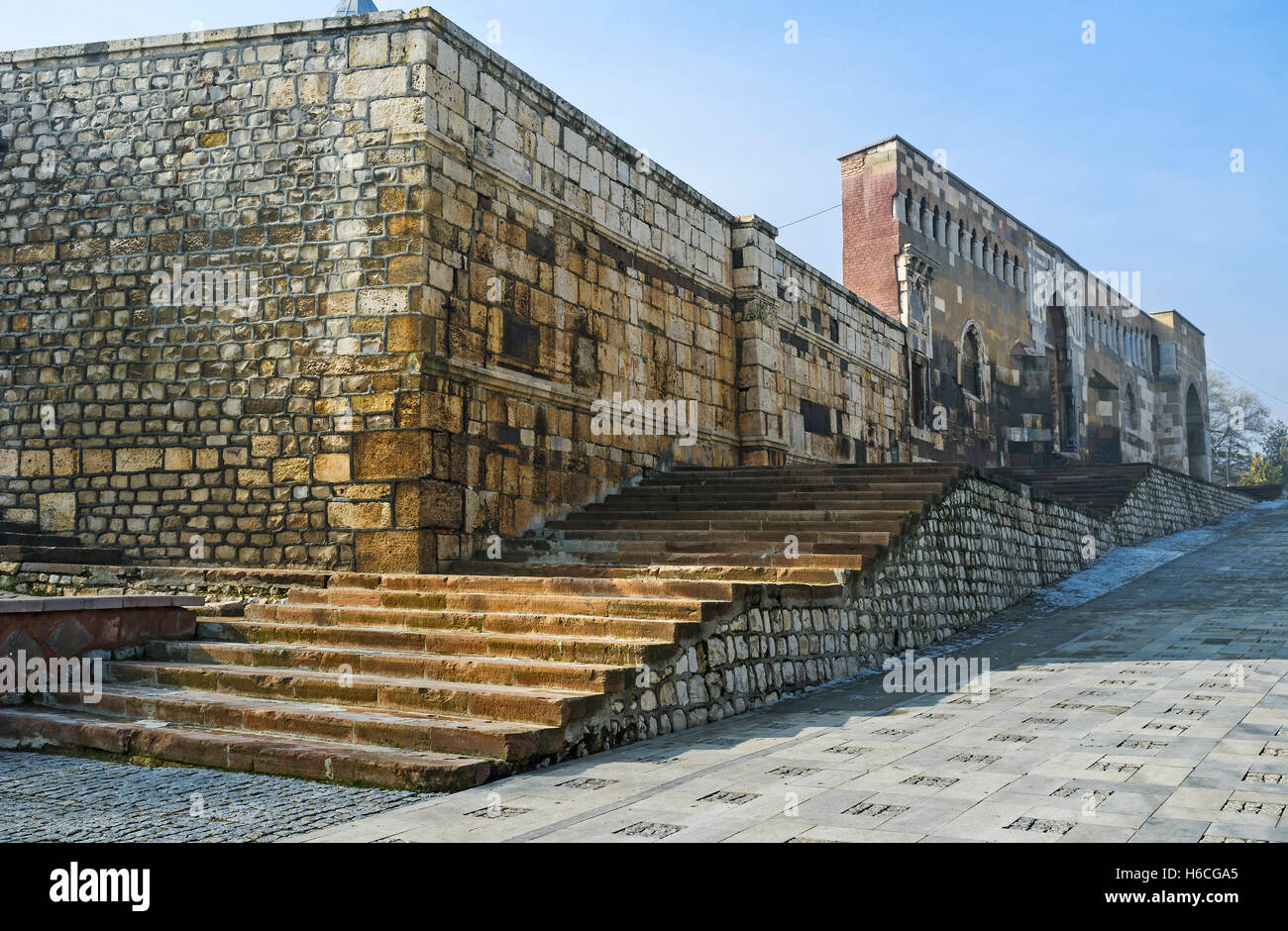 The high stone walls of Alaeddin citadel hides the Sultan Mausoleum ...