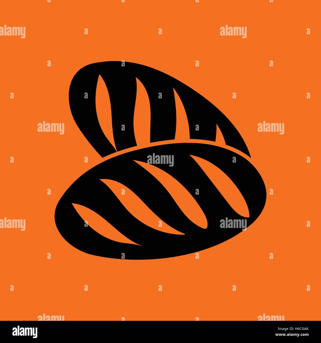 Bread icon. Orange background with black. Vector illustration Stock ...
