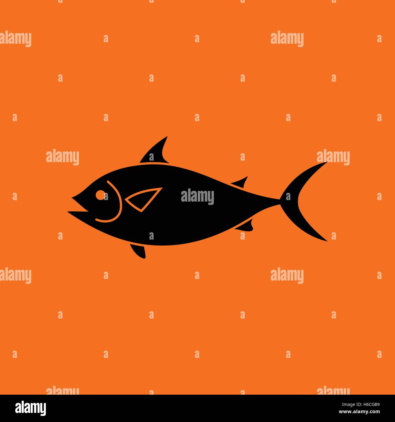 Fish icon. Orange background with black. Vector illustration Stock ...