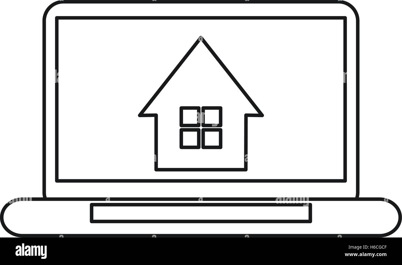 Isolated house inside laptop design Stock Vector Image & Art - Alamy