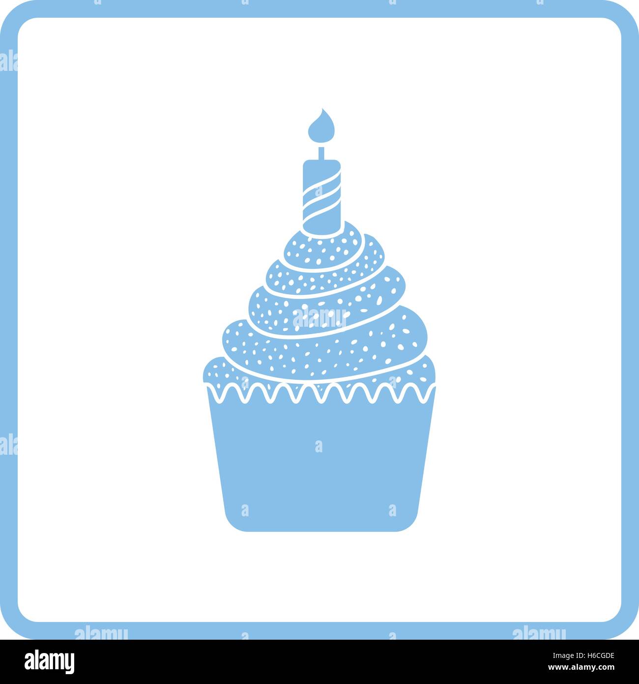 First birthday cake icon. Blue frame design. Vector illustration Stock ...