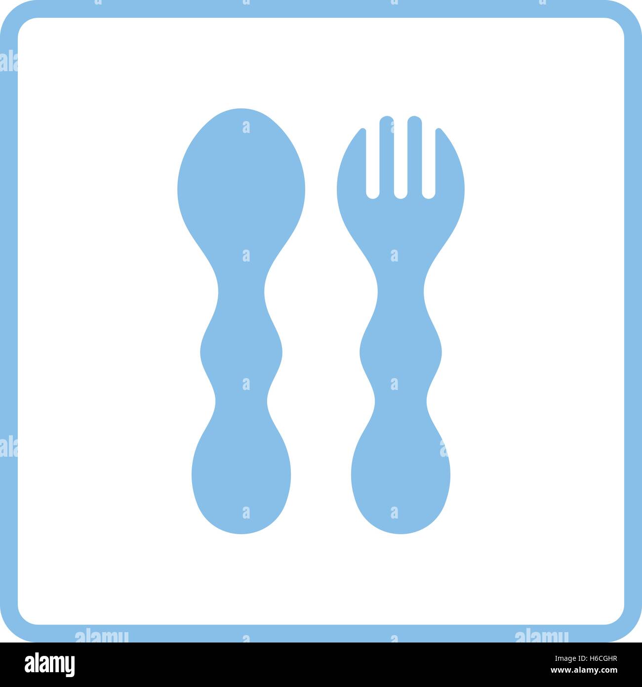 Baby spoon and fork icon. Blue frame design. Vector illustration Stock ...