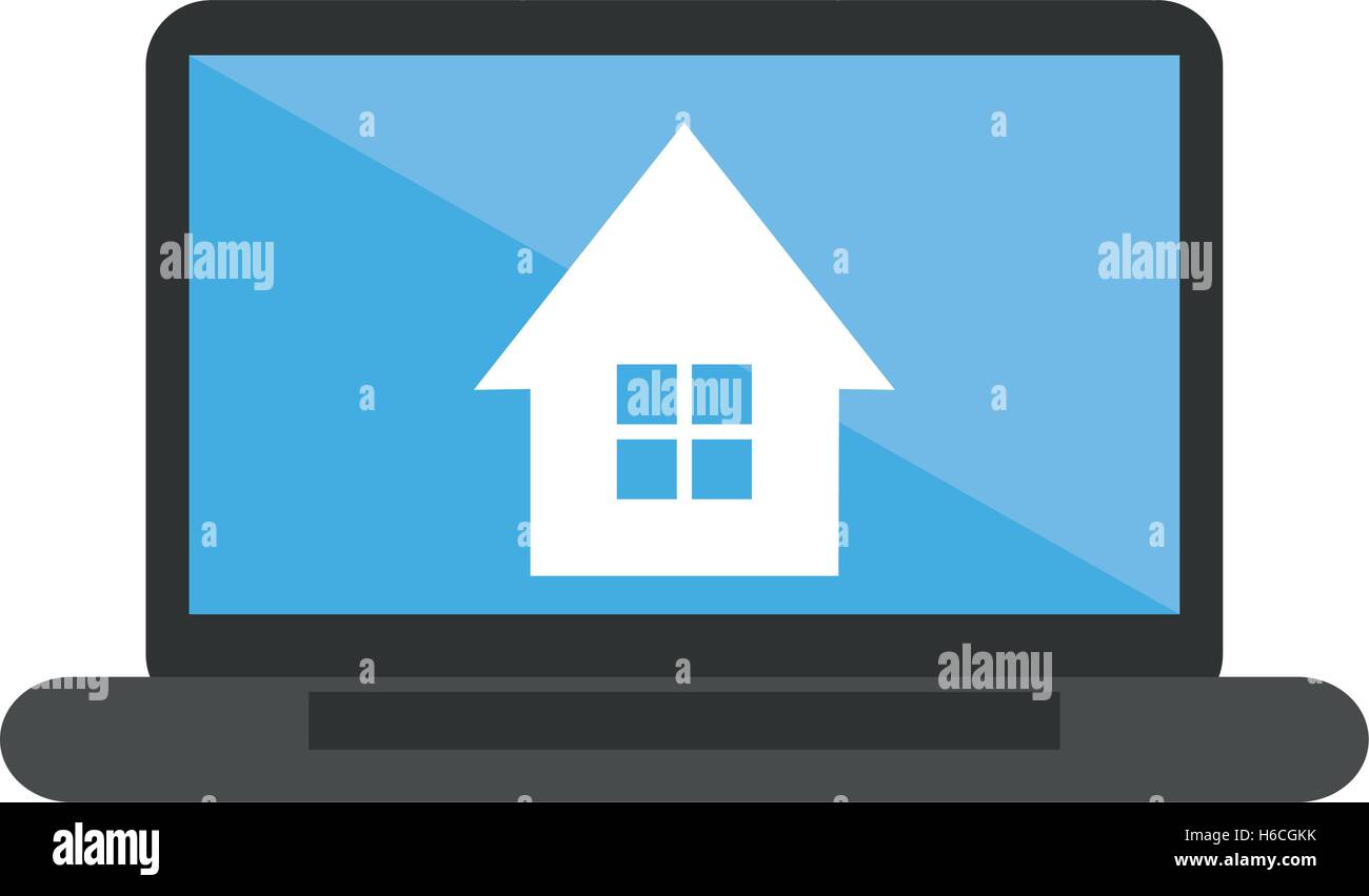 Isolated house inside laptop design Stock Vector Image & Art - Alamy