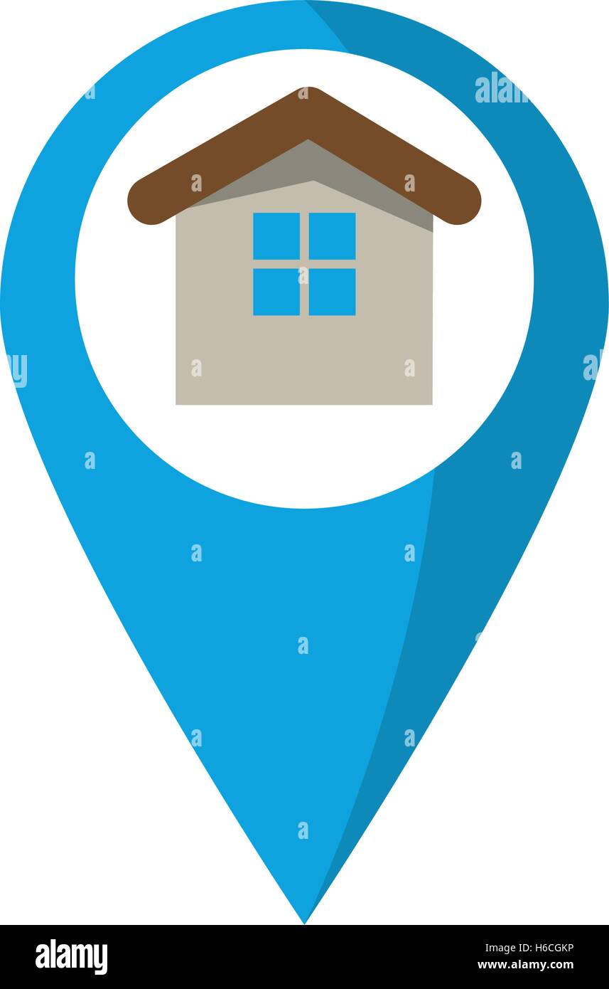Isolated house inside gps button design Stock Vector Image & Art - Alamy