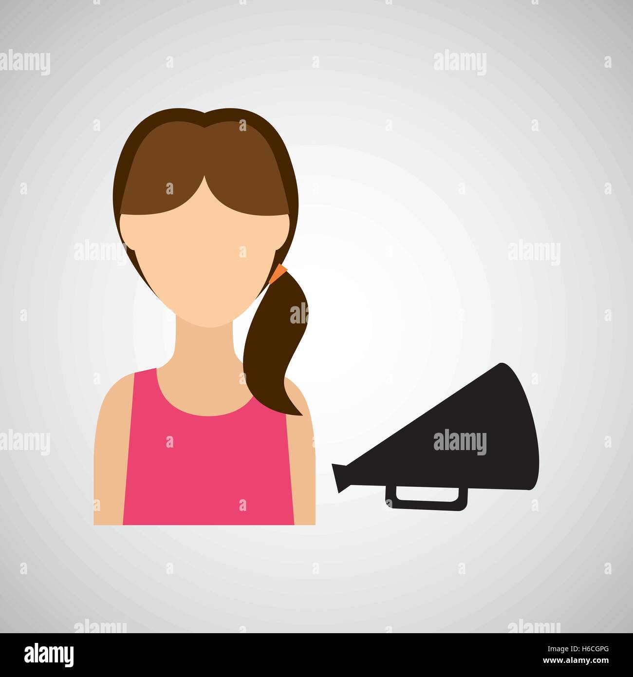 woman character megaphone retro speaker design Stock Vector Image & Art ...