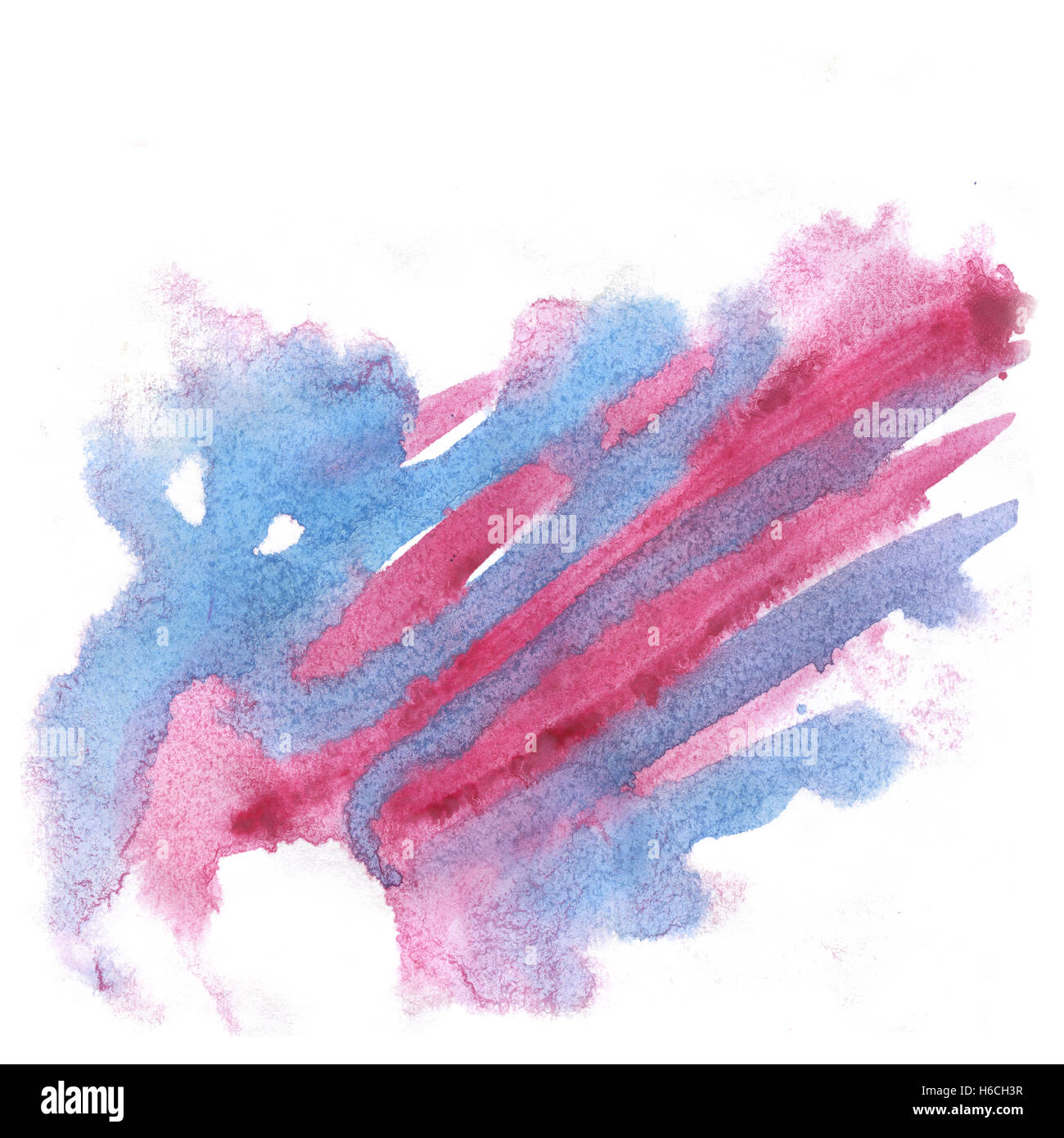 abstract red blue watercolor splash. Watercolor drop isolated blot for ...