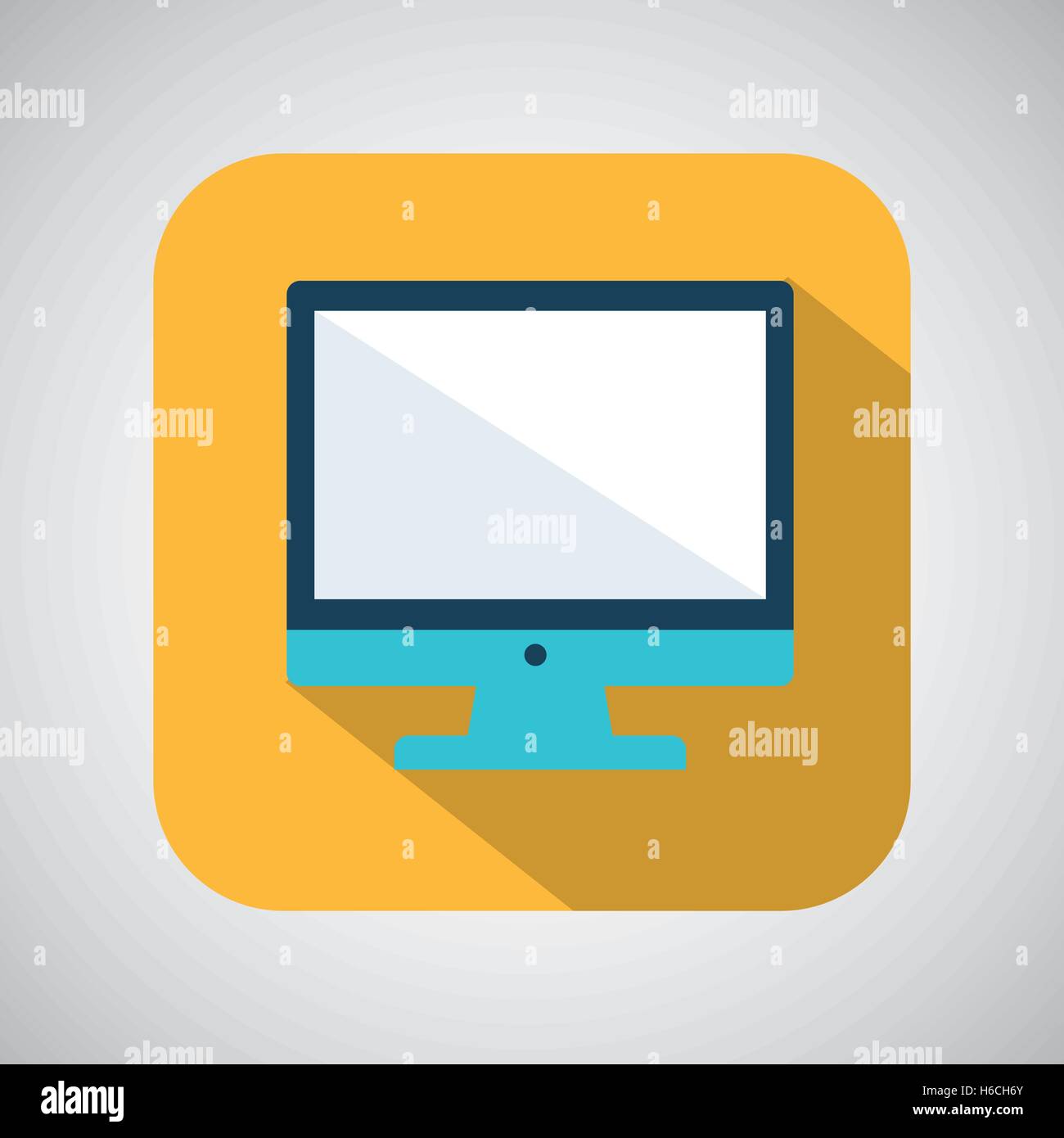 cartoon monitor computer with shadow yellow background Stock Vector ...