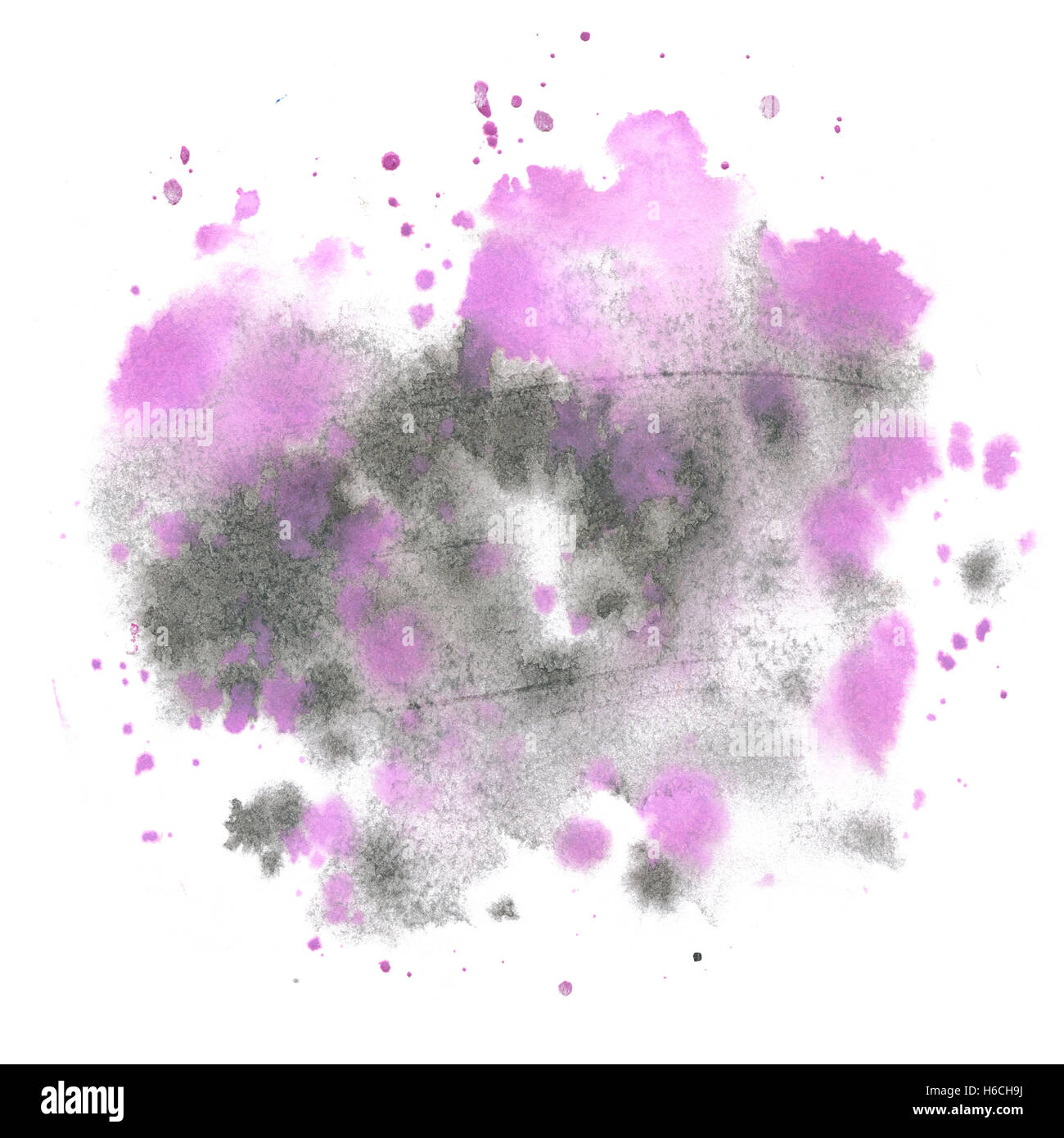 abstract black purple watercolor splash. Watercolor drop isolated blot ...