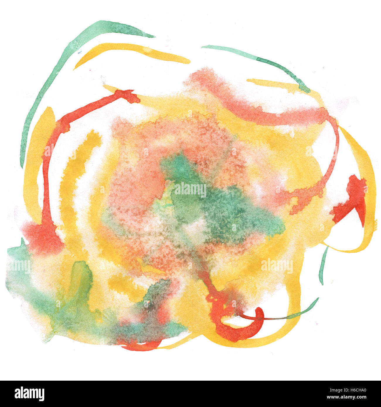 abstract yellow green watercolor splash. Watercolor drop isolated blot ...