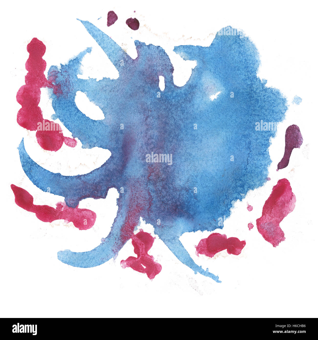 abstract watercolor splash. blue red watercolor drop isolated blot for ...