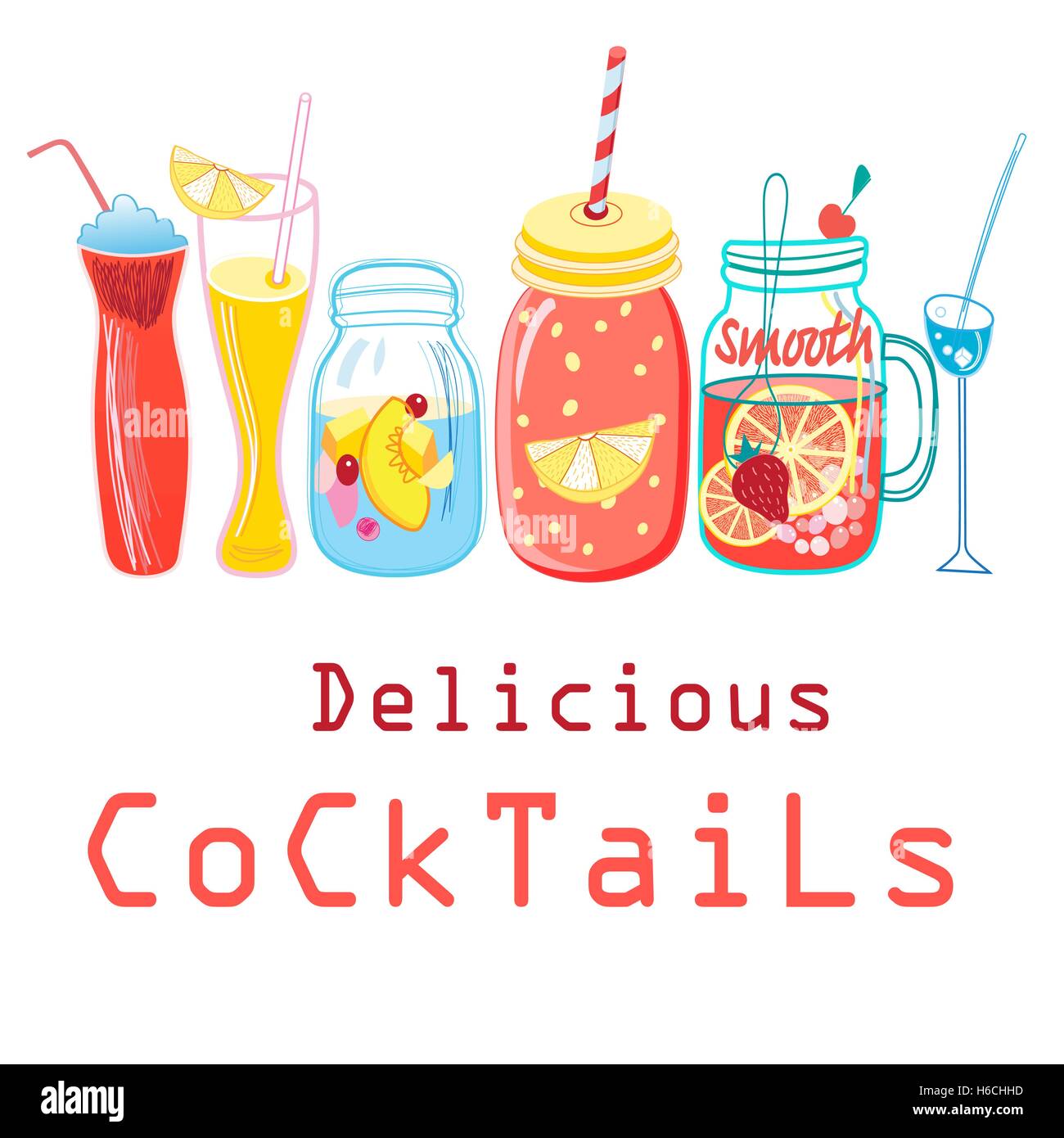 Bright colored cocktails on a white background Stock Vector Image & Art ...