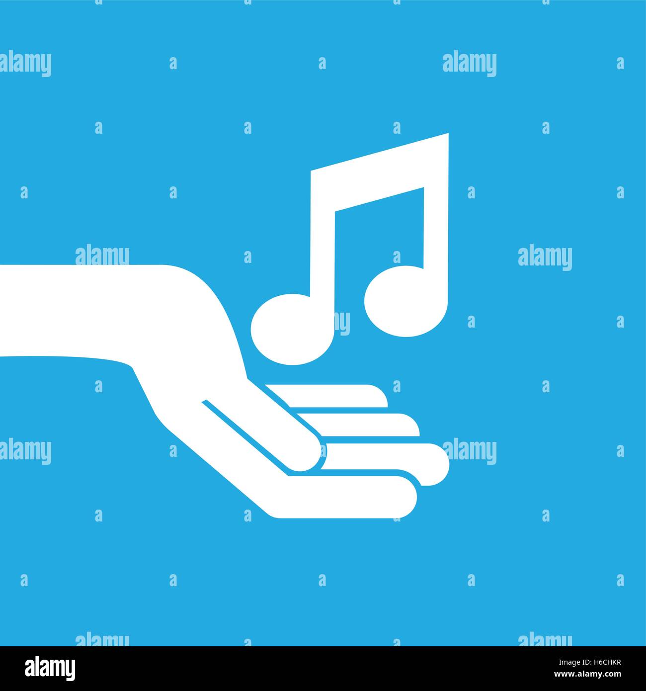 hand hold icon smartphone and music note design flat isolated Stock ...