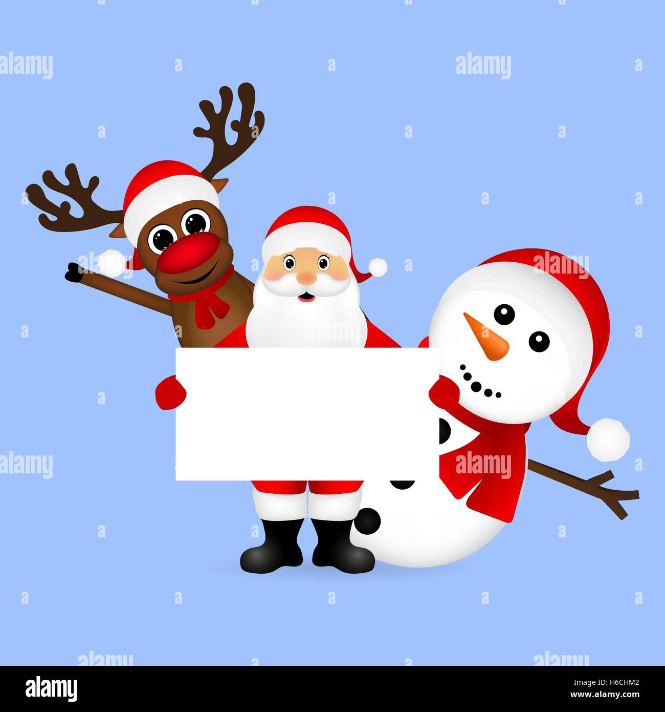 Santa Claus with snowman and reindeer Stock Vector Image & Art - Alamy