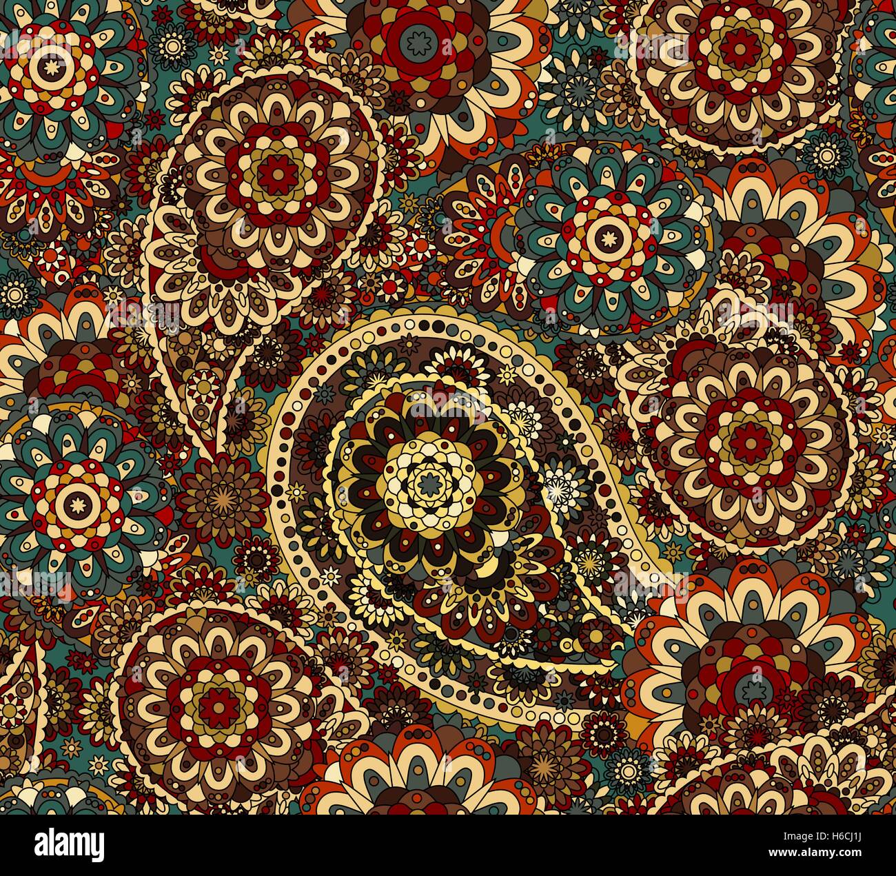 Traditional paisley pattern silk headscarf sample. Eastern cloth ...