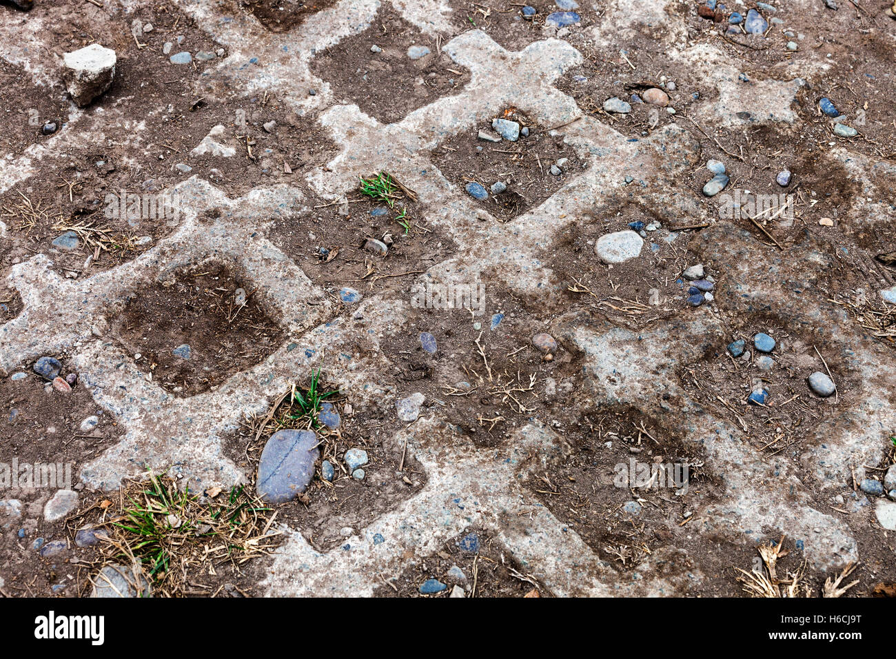 old concrete grid on the sidewalk Stock Photo - Alamy