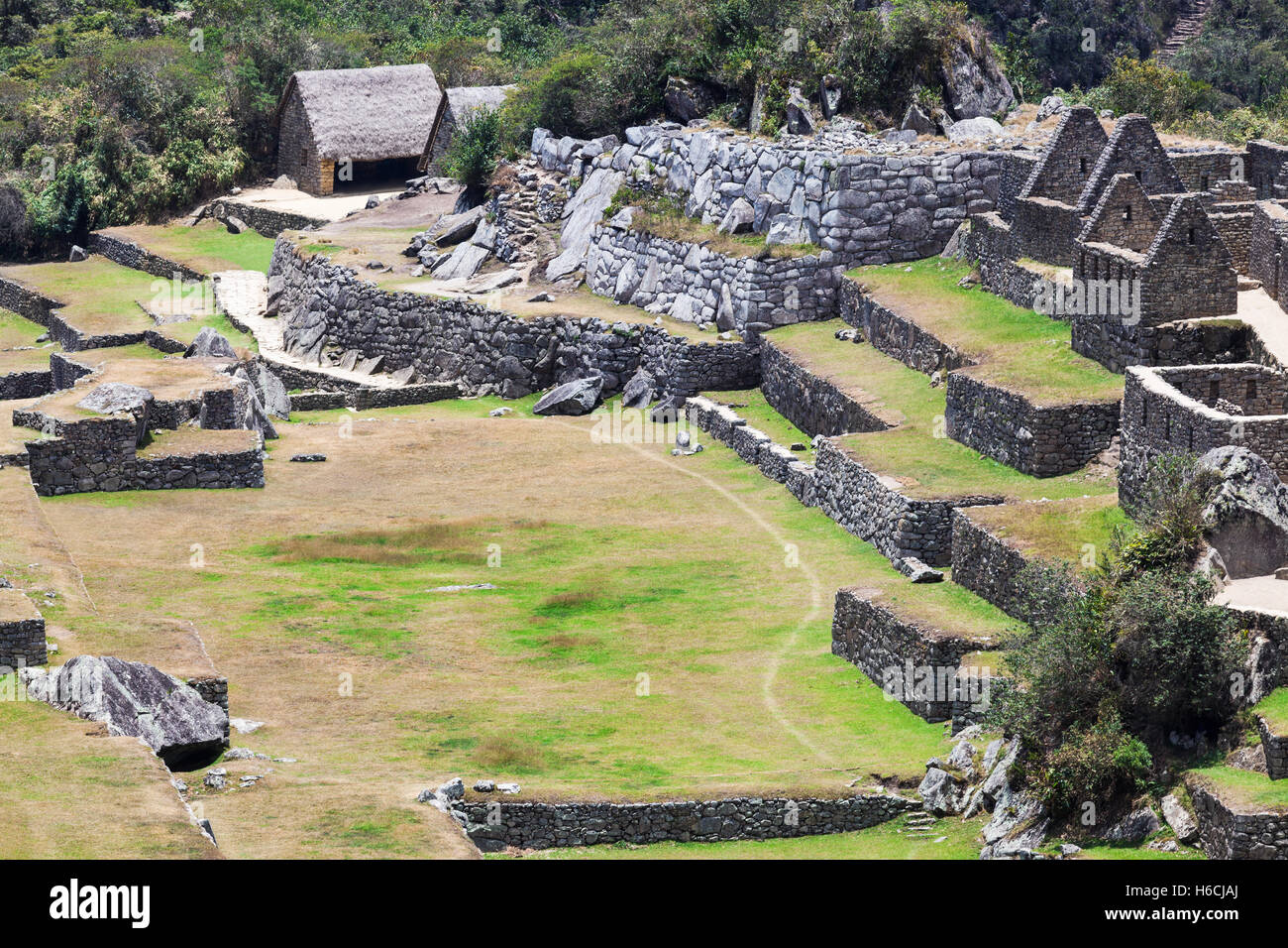 square and ancient houses in Machu Picchu Stock Photo - Alamy