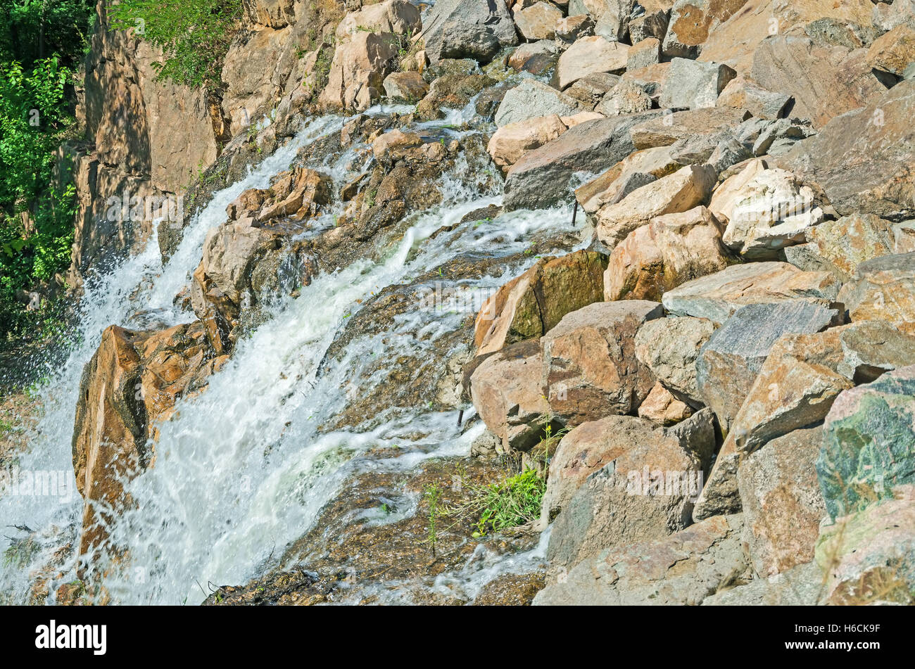 A small waterfall mountain river in summer in late August Stock Photo ...