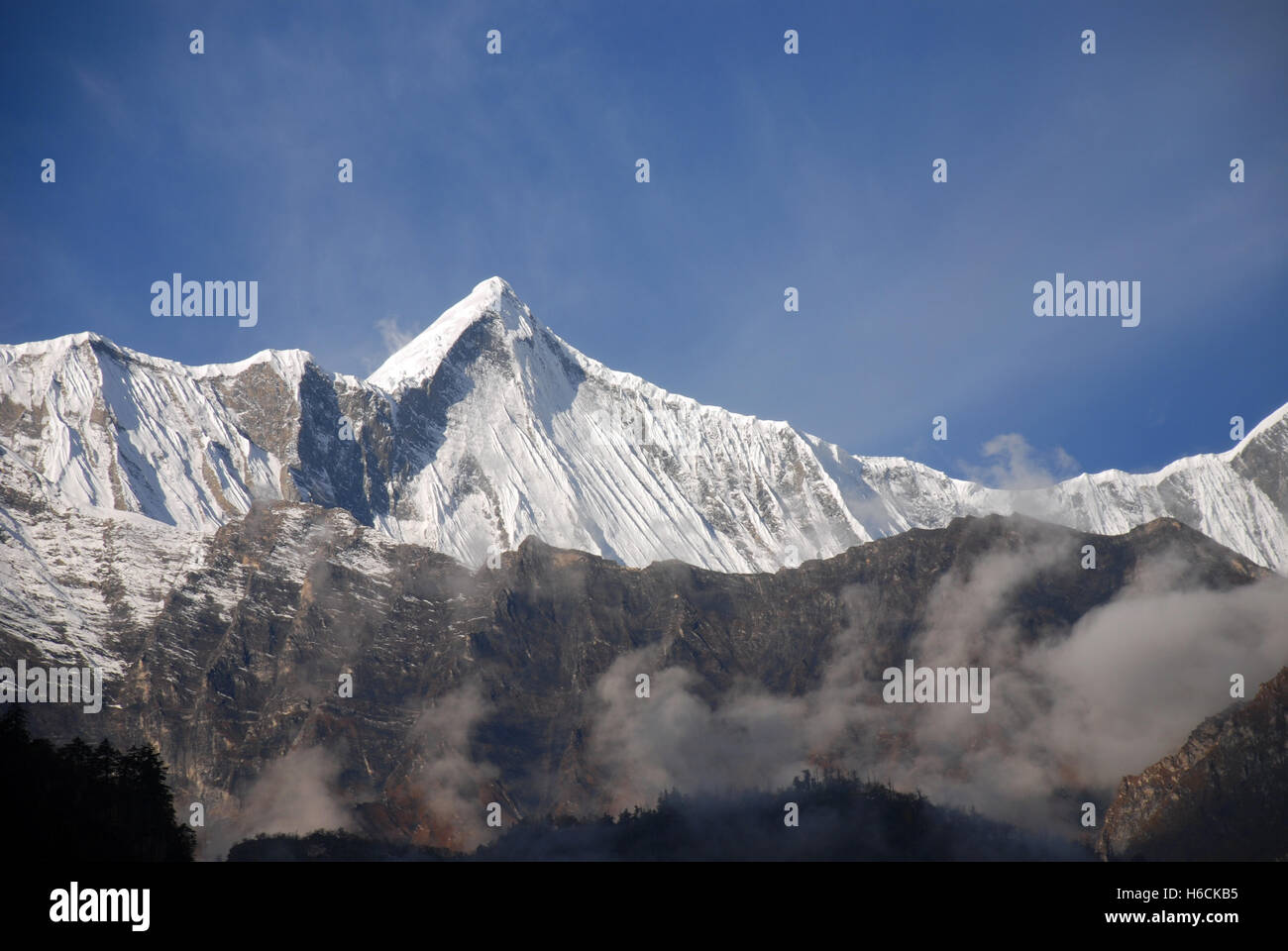 high mountains in the remote Damodar Himal Mustang region of Nepal ...