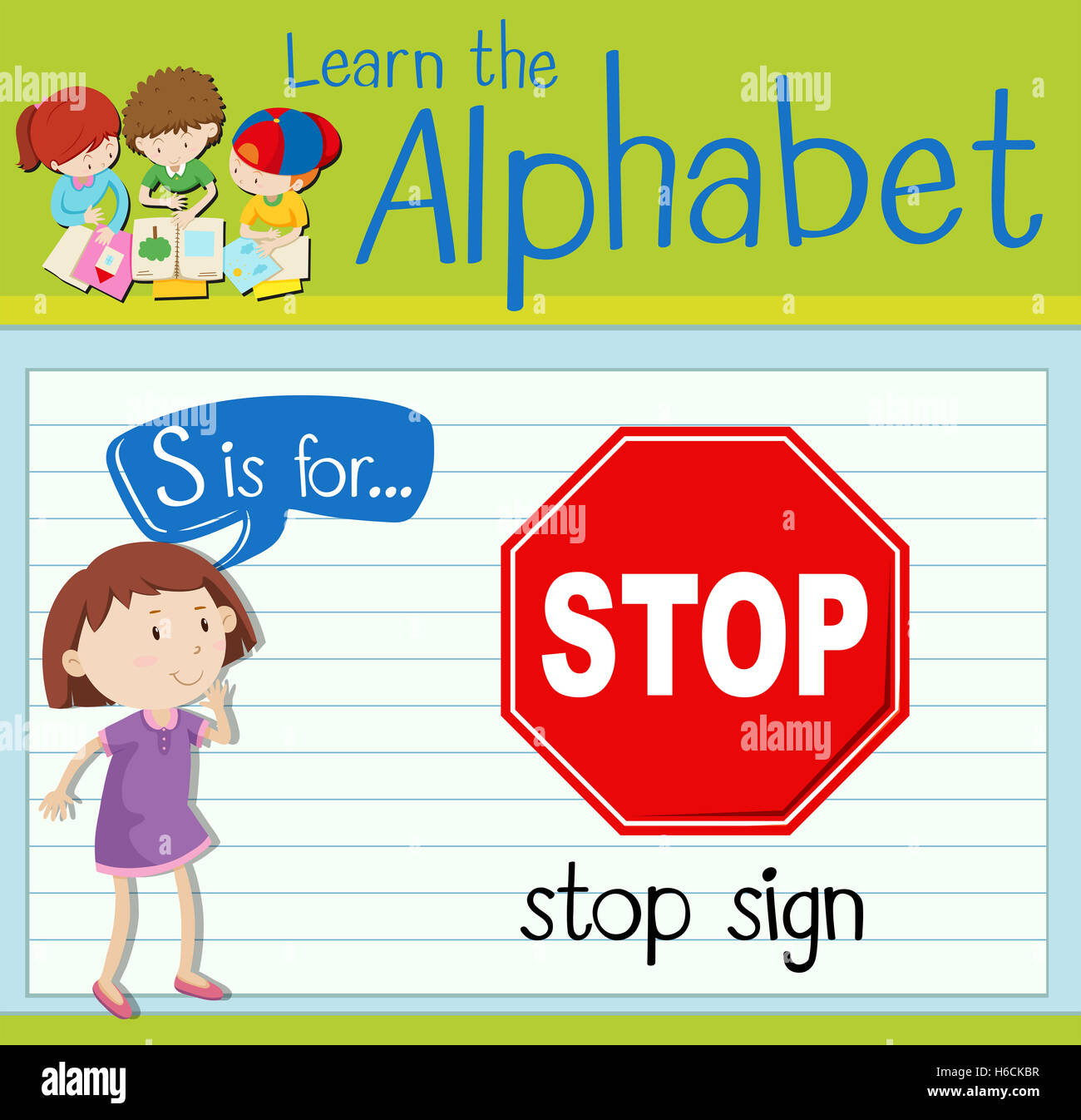 Flashcard letter S is for stop sign illustration Stock Photo - Alamy