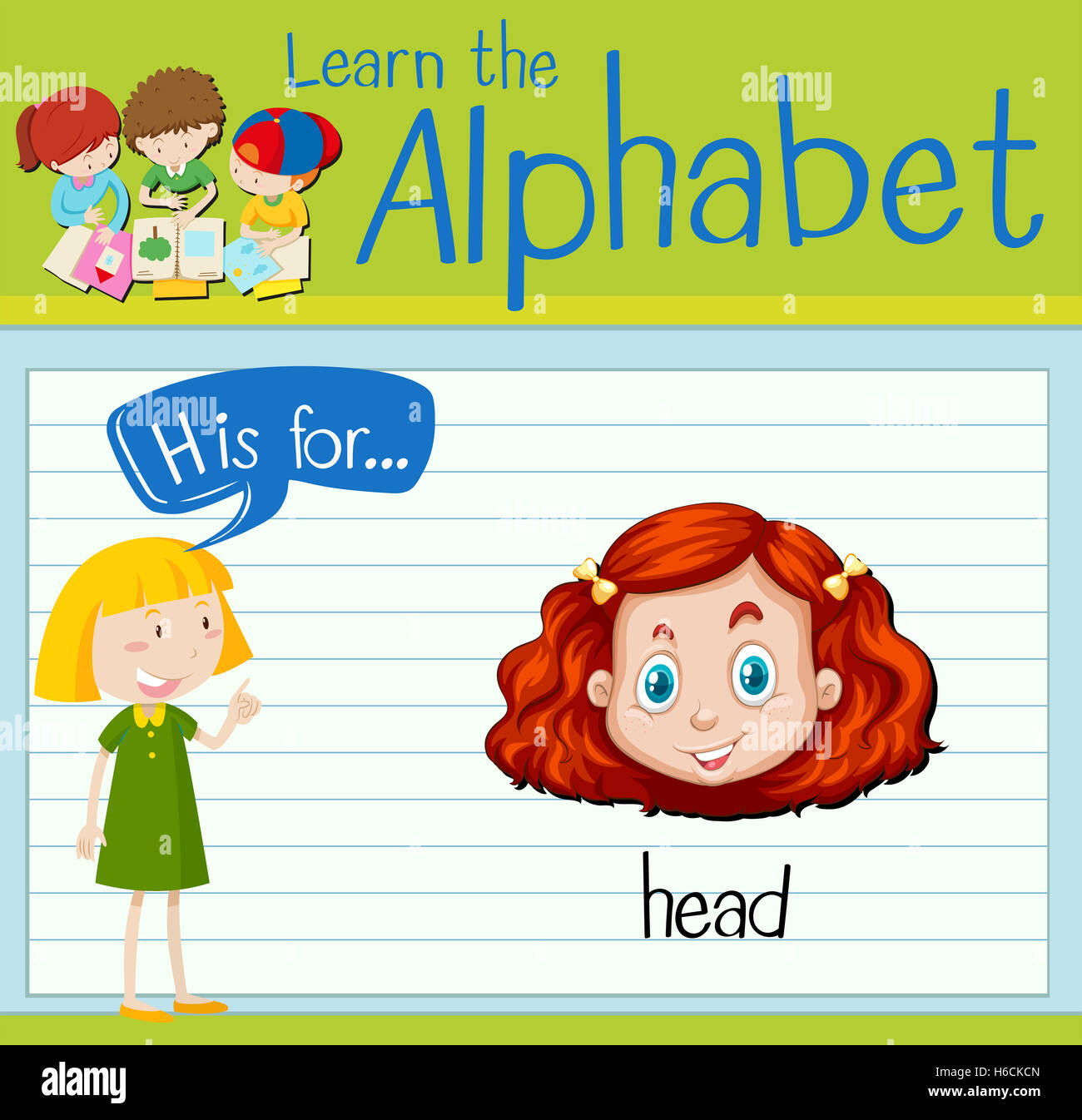 Flashcard letter H is for head illustration Stock Photo - Alamy