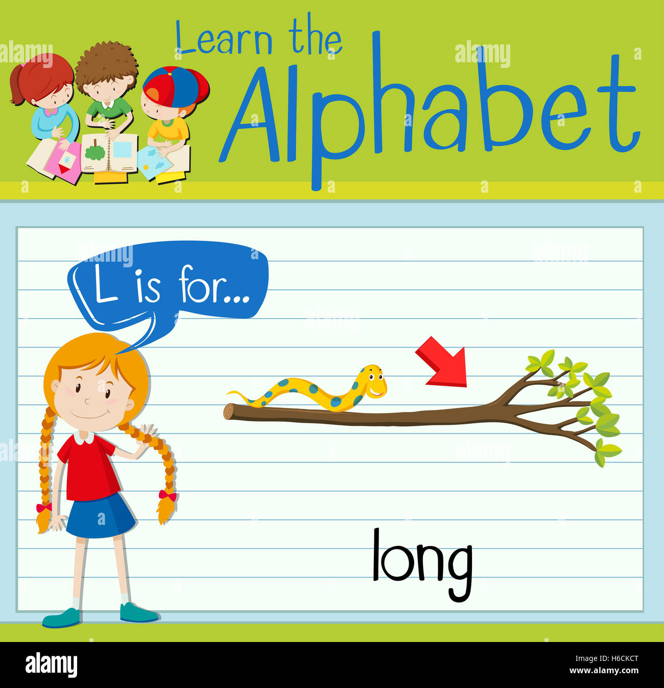 Flashcard letter L is for long illustration Stock Photo - Alamy