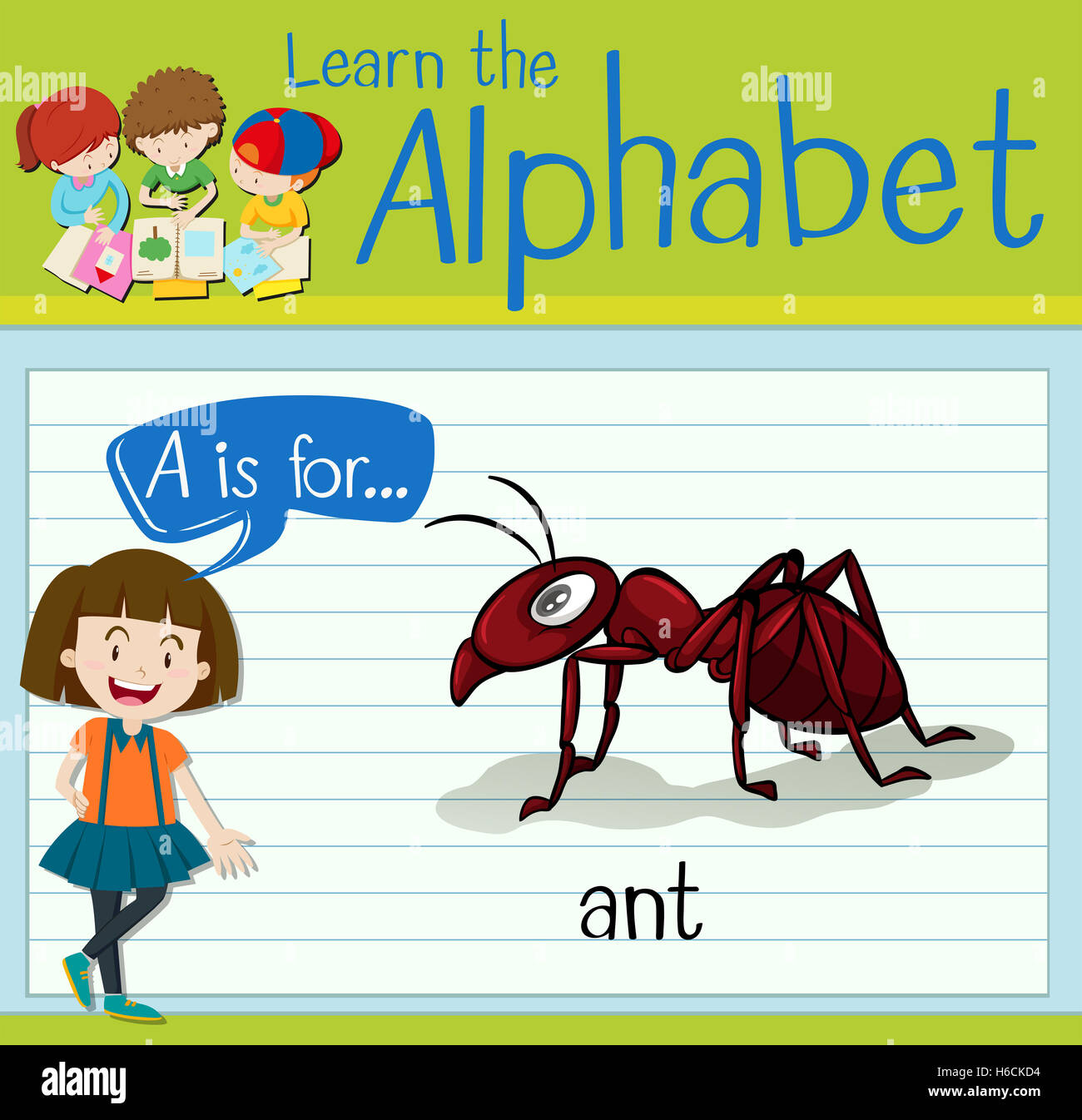 Flashcard letter A is for ant illustration Stock Photo - Alamy